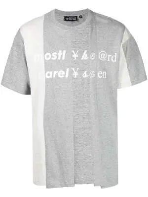 MOSTLY HEARD RARELY SEEN Spliced Logo-print Cotton T-shirt - Grey