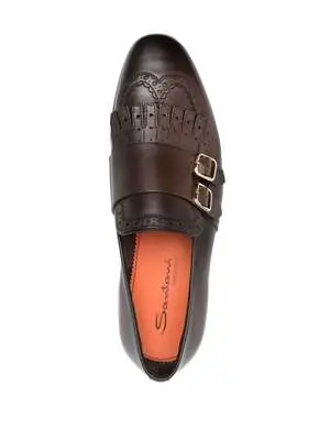 Santoni Fringe Double-buckle Monk Shoes