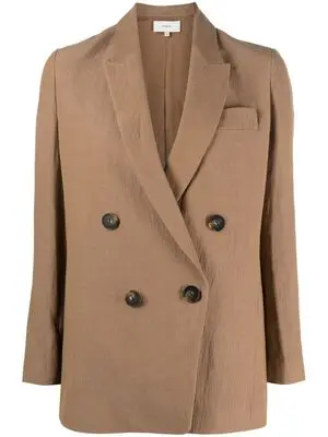 Vince Double-breasted Blazer - Brown