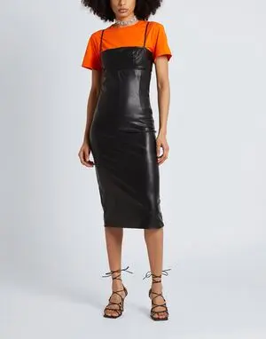 8 BY YOOX Open Back Slip Midi Dress Polyurethane