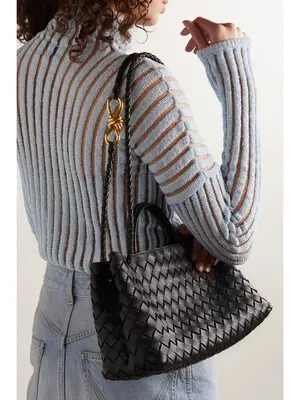 Bottega Veneta Andiamo Small Intrecciato Leather Shoulder Bag - Brown