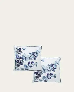 THE LINO Eucalyptus 500-thread Count Square Shams, Set Of 2 - Navy