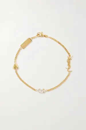 Saint Laurent Crystal-embellished -tone Bracelet - Gold