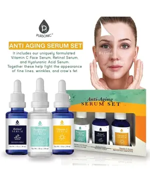 PURSONIC Anti-aging Serum Set Including Uniquely Formulated Vitamin C Face Serum