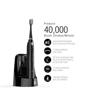 PURSONIC Electric Smart Series Rechargeable Toothbrush With Uv Sanitizing Function - Black