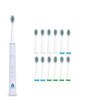 PURSONIC Usb Rechargeable Electric Toothbrush With 12 Brush Heads - White