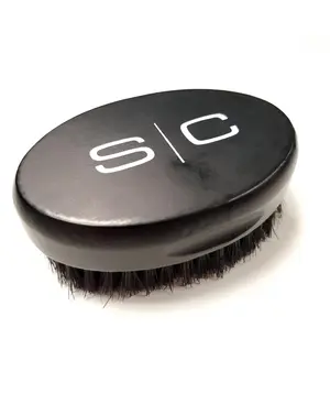 STYLECRAFT Barber Oval Military-inspired Hair Brush 100% Natural Boar Bristles With Wood Palm Handle - Black