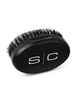 STYLECRAFT Barber Oval Military-inspired Hair Brush 100% Natural Boar Bristles With Wood Palm Handle - Black