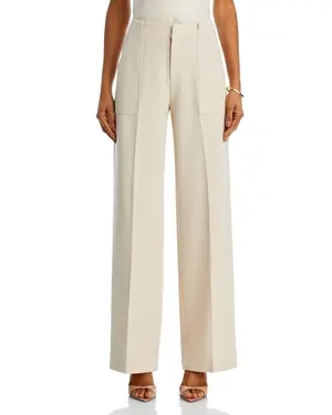 Aqua Wide Leg Trousers - Beige