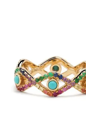 SYDNEY EVAN 14kt Yellow Gold Rainbow Evil Eye Eternity Ring