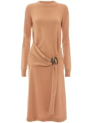 JW Anderson Buckled-waist Knit Midi Dress - Brown