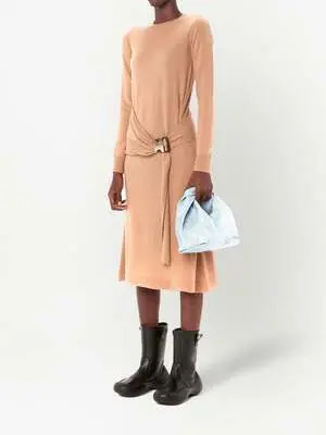 JW Anderson Buckled-waist Knit Midi Dress - Brown