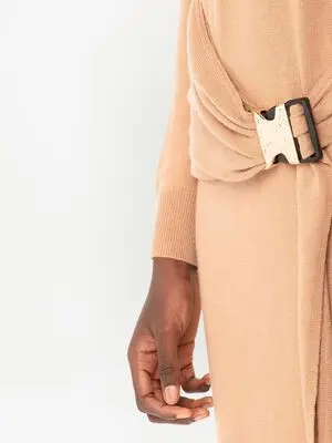JW Anderson Buckled-waist Knit Midi Dress - Brown