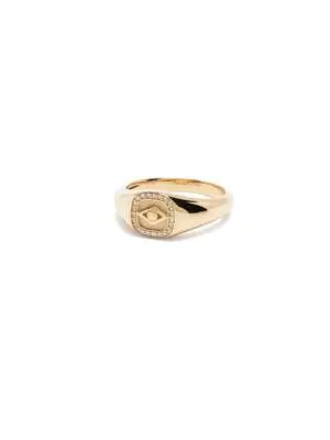 SYDNEY EVAN 14kt Yellow Diamond Evil Eye Signet Ring