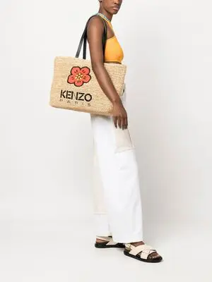 Kenzo Boke Flower Raffia Tote Bag