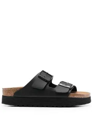 BIRKENSTOCK Arizona Platform Buckled Sandals - Black