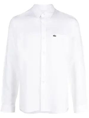 Lacoste Logo-embroidered Button-down Shirt - White