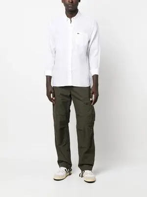 Lacoste Logo-embroidered Button-down Shirt - White