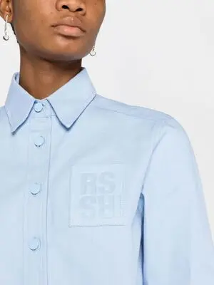 Raf Simons Cropped Cotton Shirt - Blue