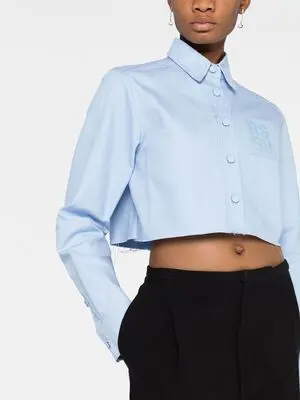 Raf Simons Cropped Cotton Shirt - Blue