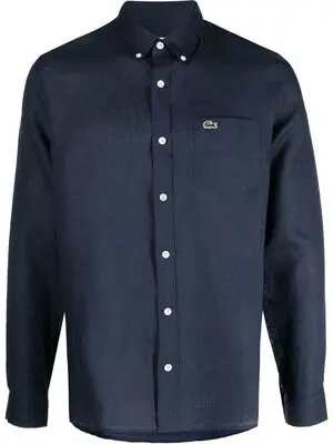 Lacoste Logo-patch Button-down Shirt - Blue