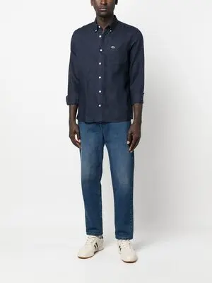 Lacoste Logo-patch Button-down Shirt - Blue