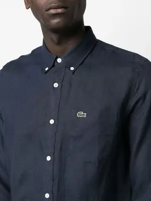 Lacoste Logo-patch Button-down Shirt - Blue