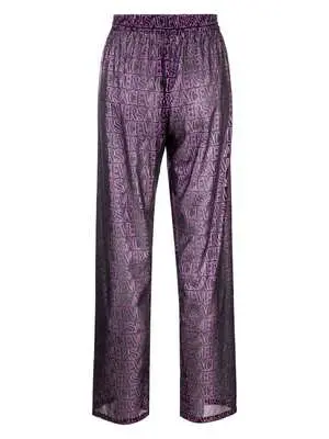 Versace Logo Print Semi-sheer Straight Leg Pants