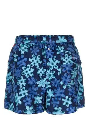 Kiton Logo-print Swim Shorts - Blue