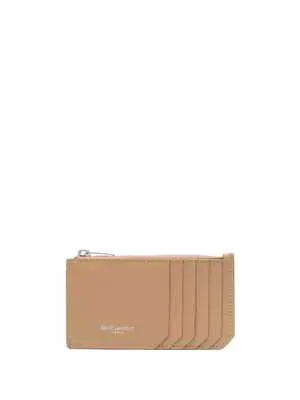 Saint Laurent Fragments Zipped Cardholder - Neutrals
