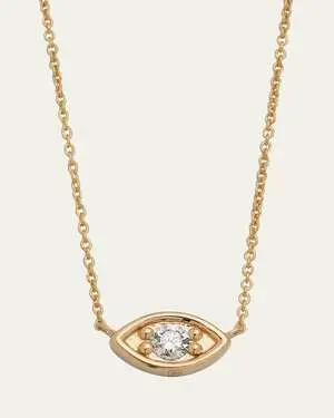 SYDNEY EVAN 14k Yellow Gold Large Marquis Evil Eye Diamond Necklace - Yg