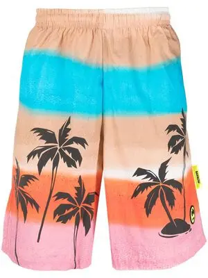 BARROW Palm-tree Print Bermuda Shorts - Blue