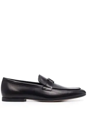 TOD'S Logo-plaque Leather Loafers - Black