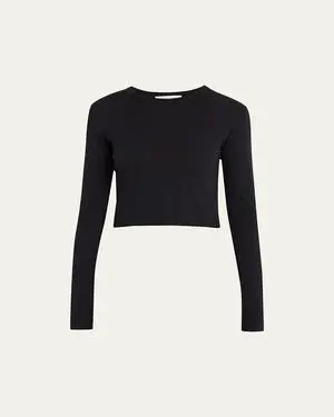 SLVRLAKE Long Sleeve Cropped Baby Tee - Raven