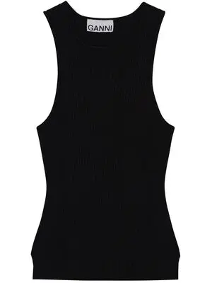 GANNI Panelled Rib-knit Vest Top