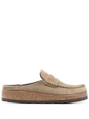 BIRKENSTOCK Suede Slip-on Mules With Cork Platform Sole