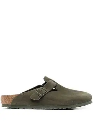 BIRKENSTOCK Suede Leather Slippers - Green