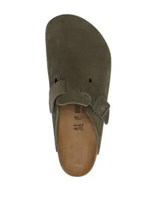BIRKENSTOCK Suede Leather Slippers - Green