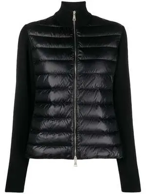 Moncler Quilted-panel Knit Cardigan - Black