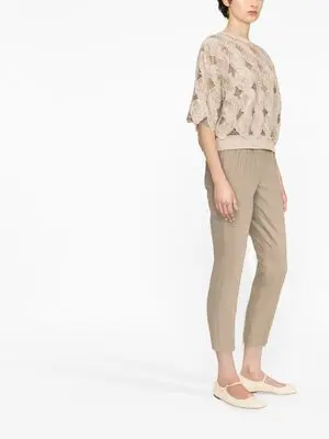 Brunello Cucinelli Cropped Tapered Trousers - Neutrals