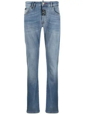 Philipp Plein Premium-hexagon Straight-fit Jeans - Blue