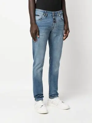 Philipp Plein Premium-hexagon Straight-fit Jeans - Blue