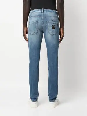 Philipp Plein Premium-hexagon Straight-fit Jeans - Blue