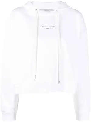 Stella McCartney Logo-print Cropped Hoodie - White
