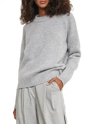 LA LIGNE Solid Marin Sweater Light Grey Melange