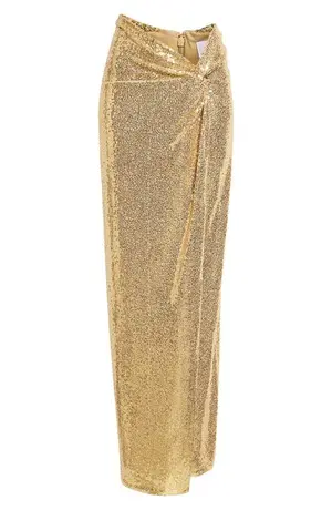 Michael Kors Hand Embroidered Sequin Stretch Jersey Pareo Skirt