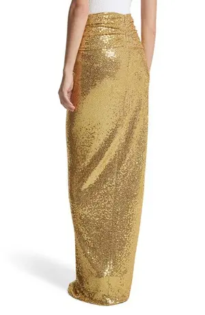 Michael Kors Hand Embroidered Sequin Stretch Jersey Pareo Skirt