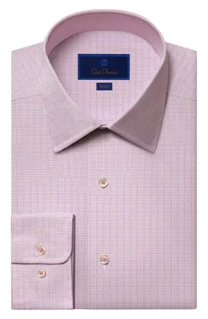 David Donahue Trim Fit Dress Shirt White/pink