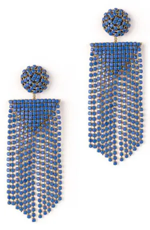 Deepa Gurnani Fanning Crystal Drop Earrings - Denim