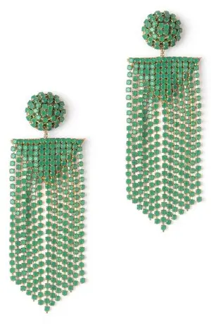 Deepa Gurnani Fanning Crystal Drop Earrings - Green